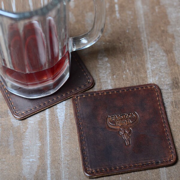 Leather Coaster - Etsy