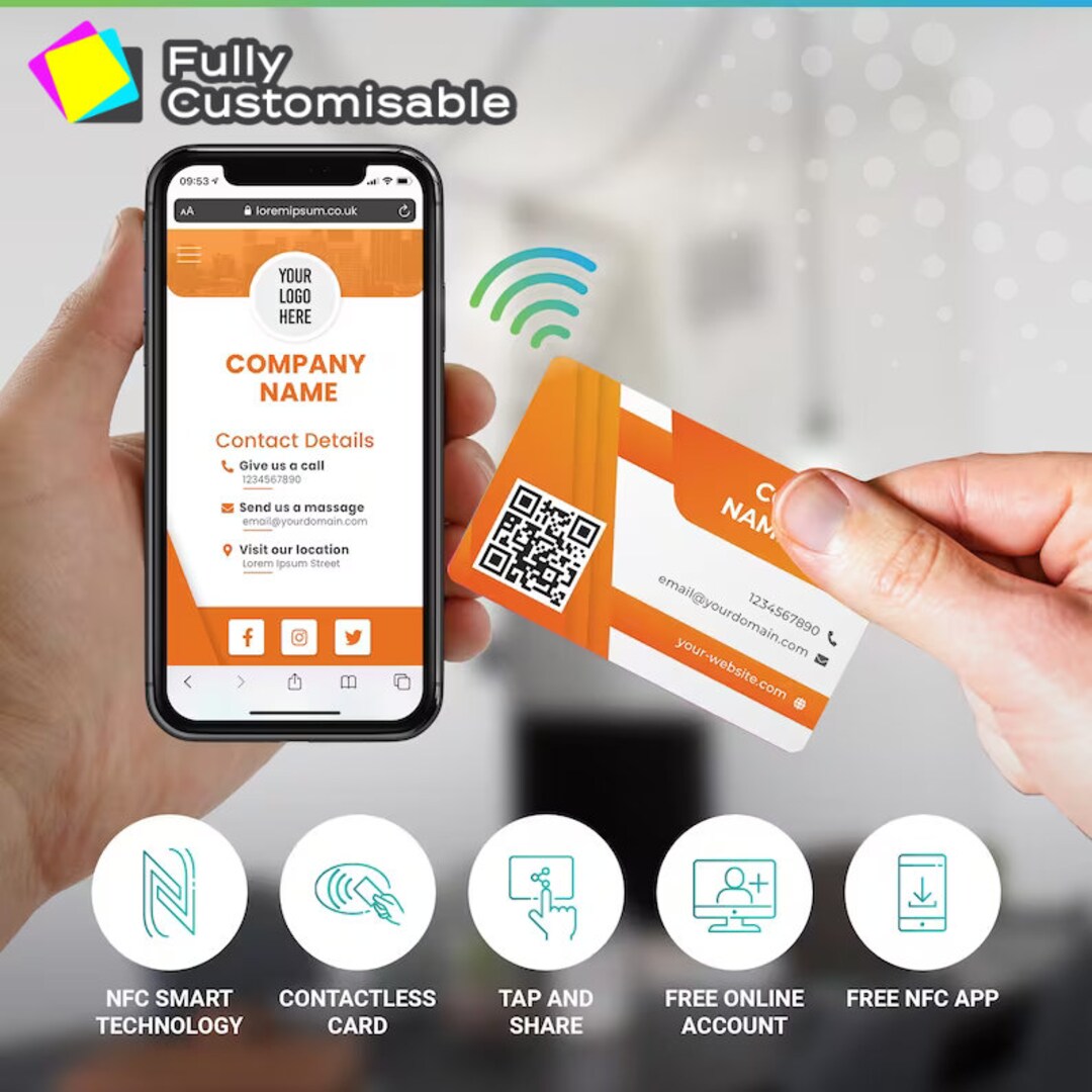 Custom Printed Smart Nfc Digital Business Card | Double Sided Printed ...