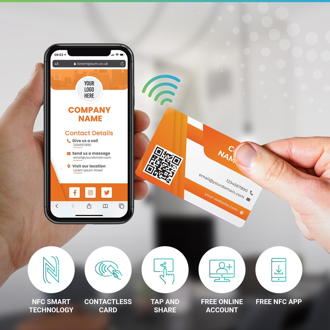 Custom Printed Smart Nfc Digital Business Card Double Sided Etsy