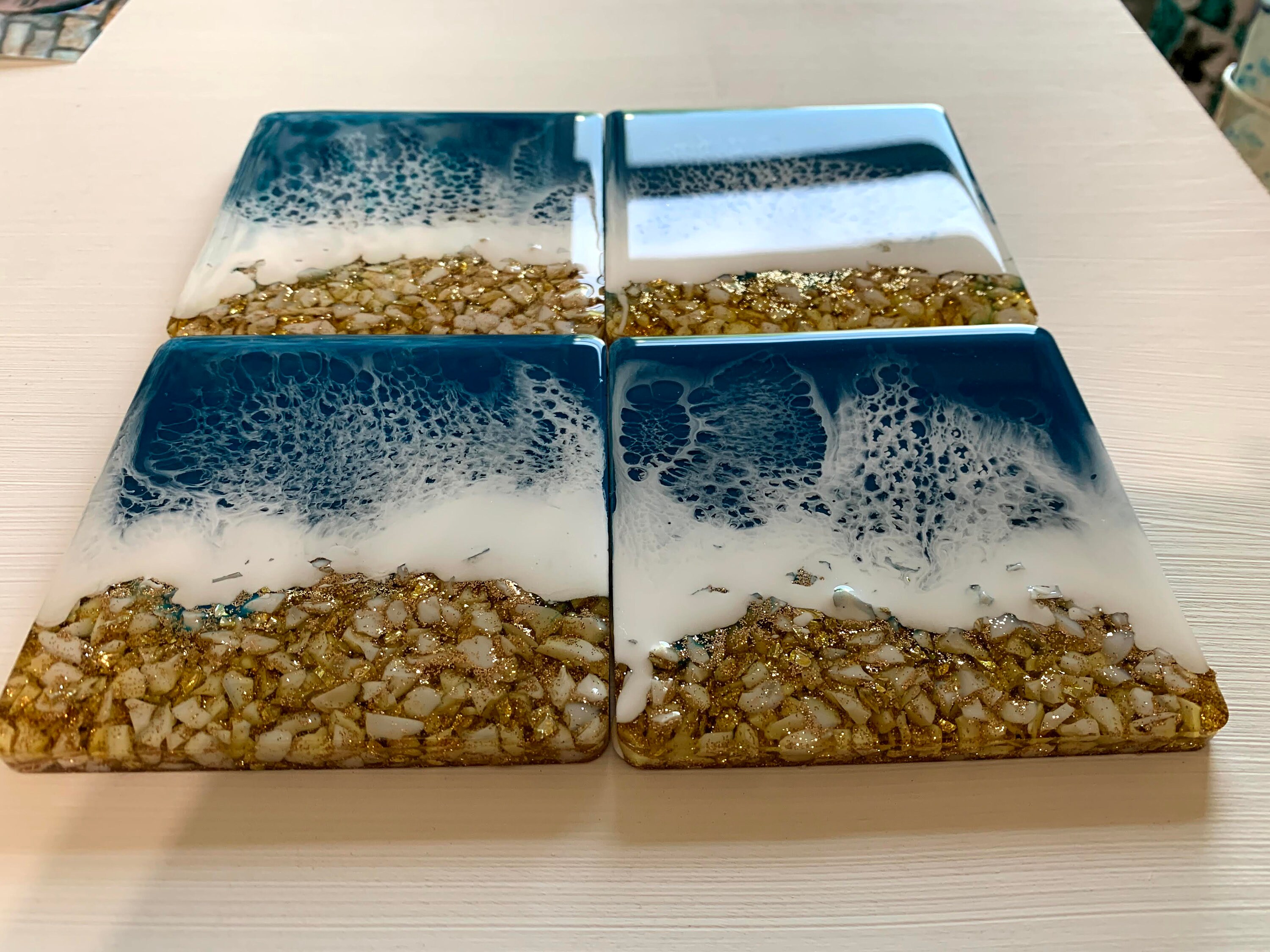 Stylish Coasters, Square coasters, Ocean themed coaster, fathers day ...