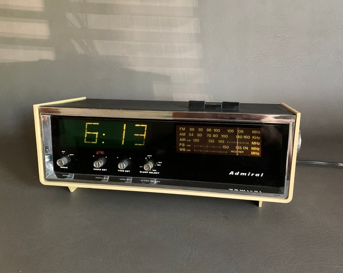 Vintage ADMIRAL Mcm Digital Clock Radio, Black Cream Neutral Chrome ...