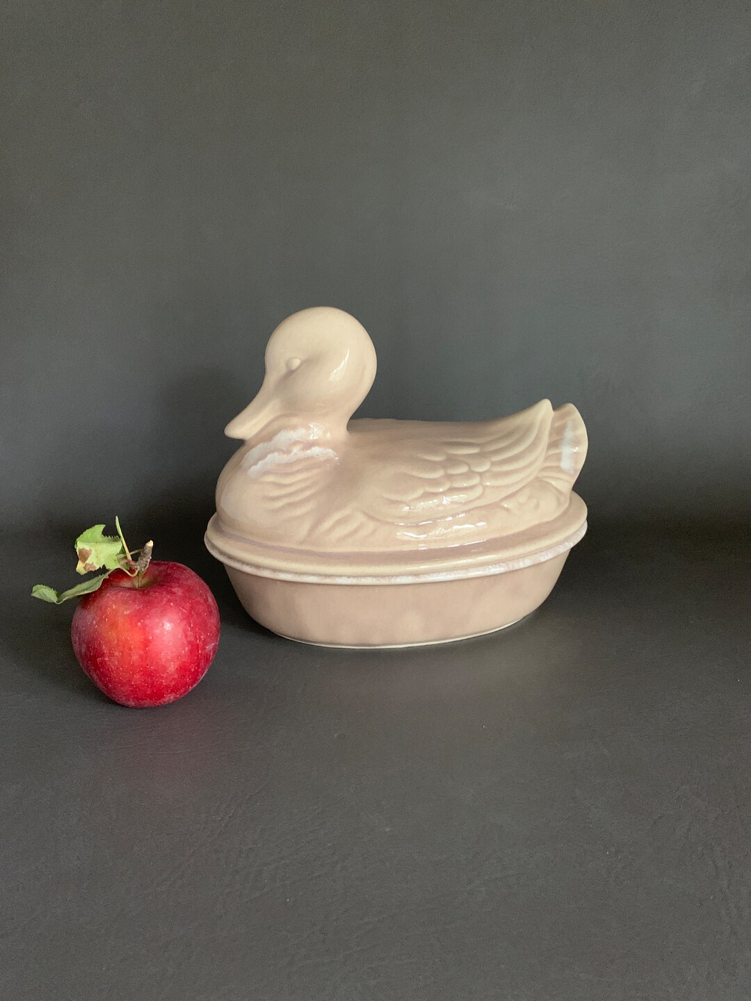 Vintage Ceramic Oval Duck Goose Covered Dish Tan Taupe, HULL Company ...