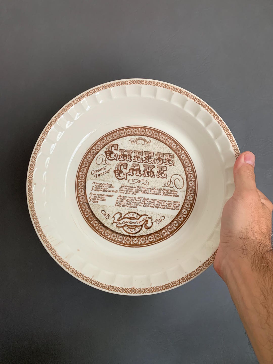 Vintage Recipe Pie Plates Baking Dish Painted Ceramic Apple Pecan ...