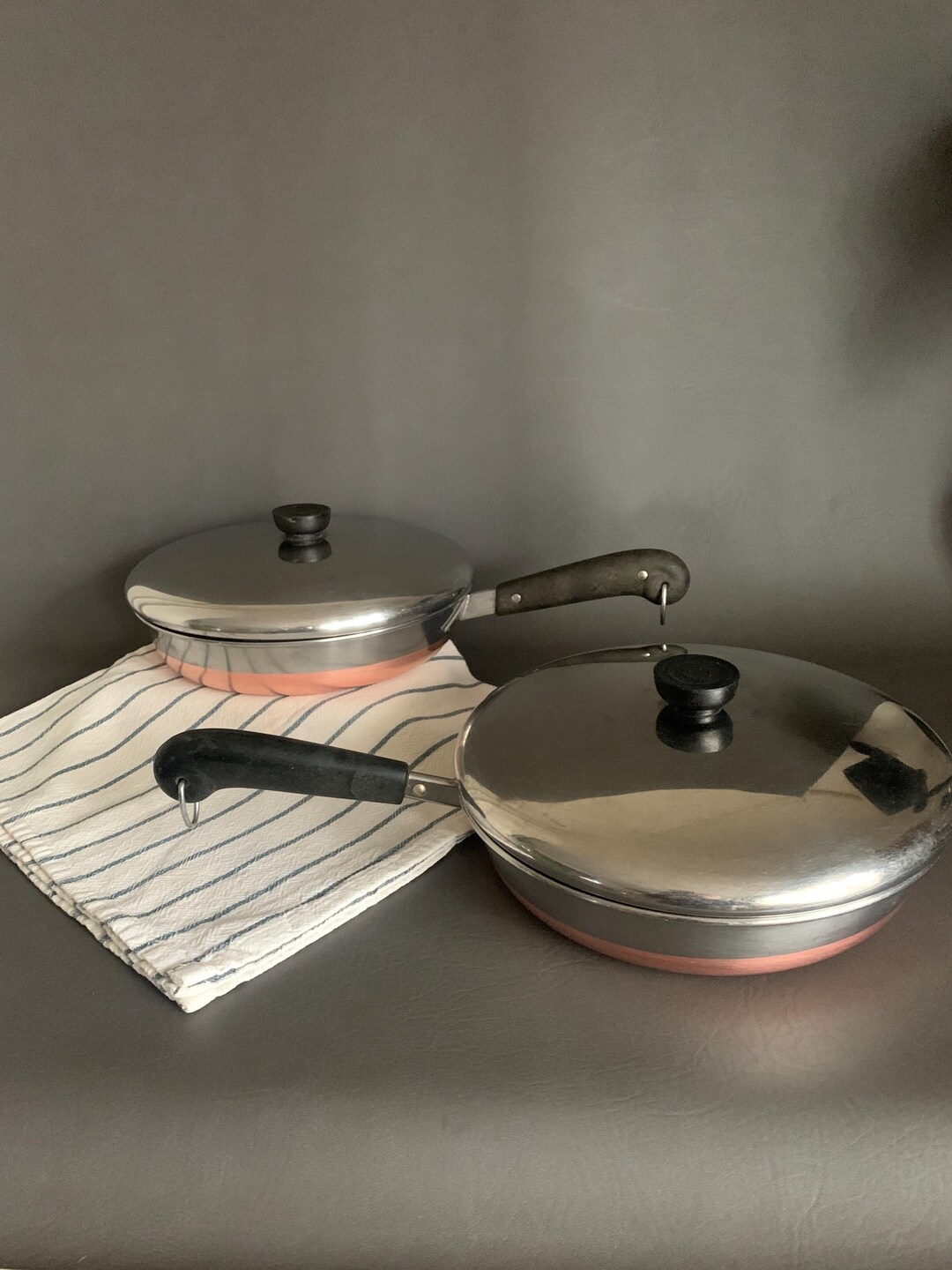 Vintage 10” REVERE WARE Skillet Copper Saucepan Sauté Pan Stainless ...