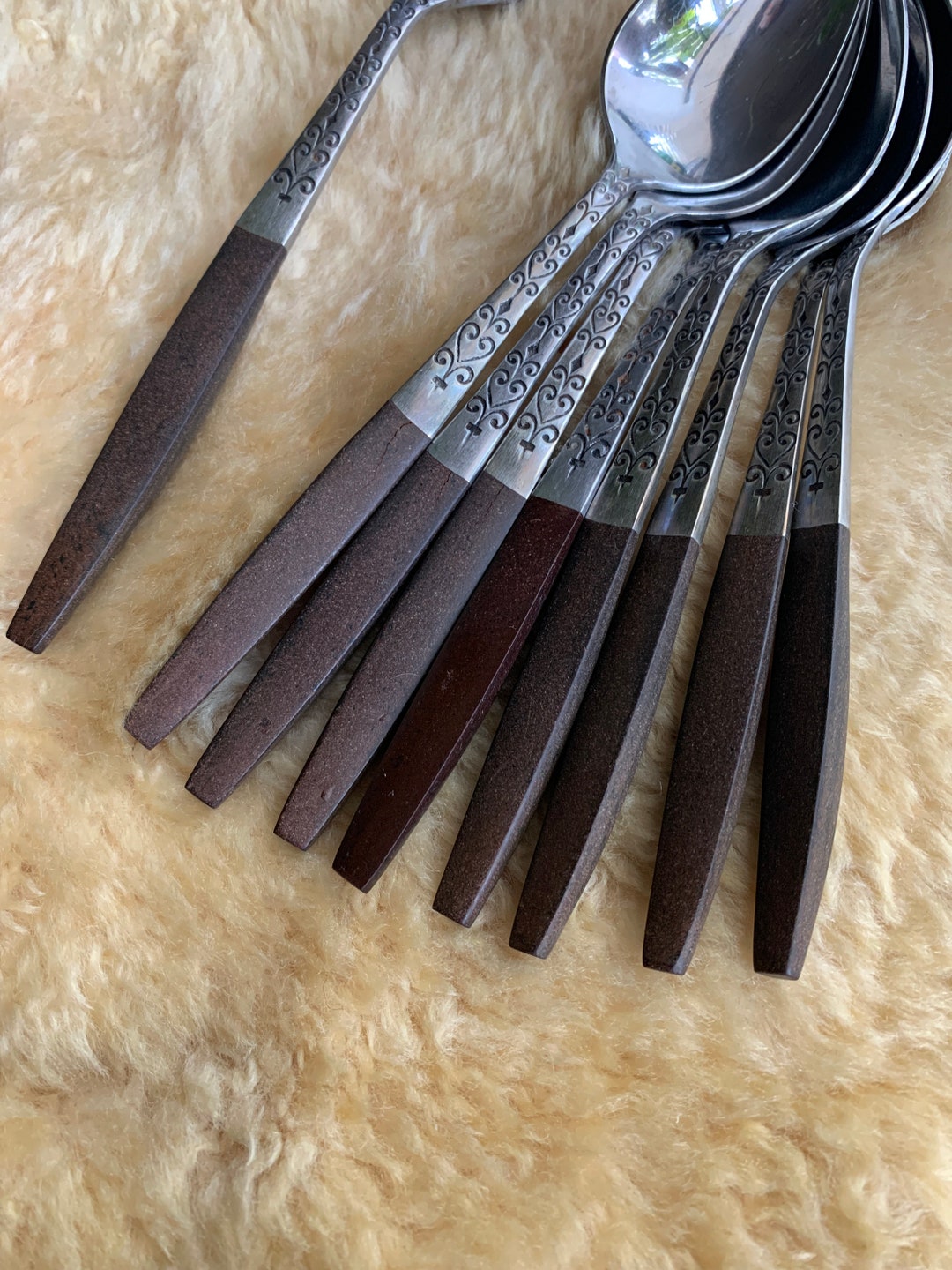 Vintage INTERPUR Flatware Set 8 Teaspoons + 1 Fork Stainless Steel ...