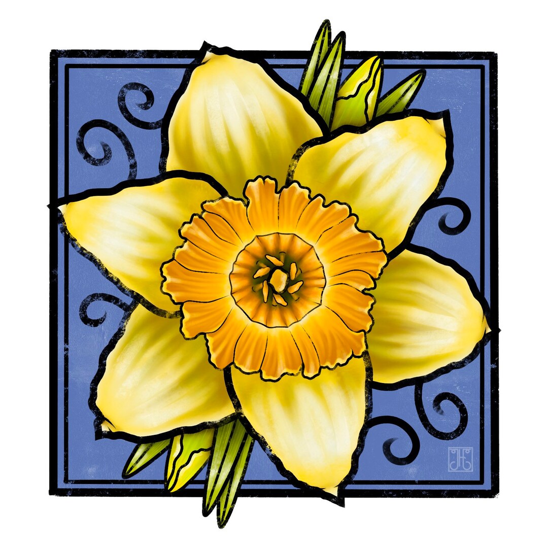 Daffodil Multicolour Square Print - Etsy