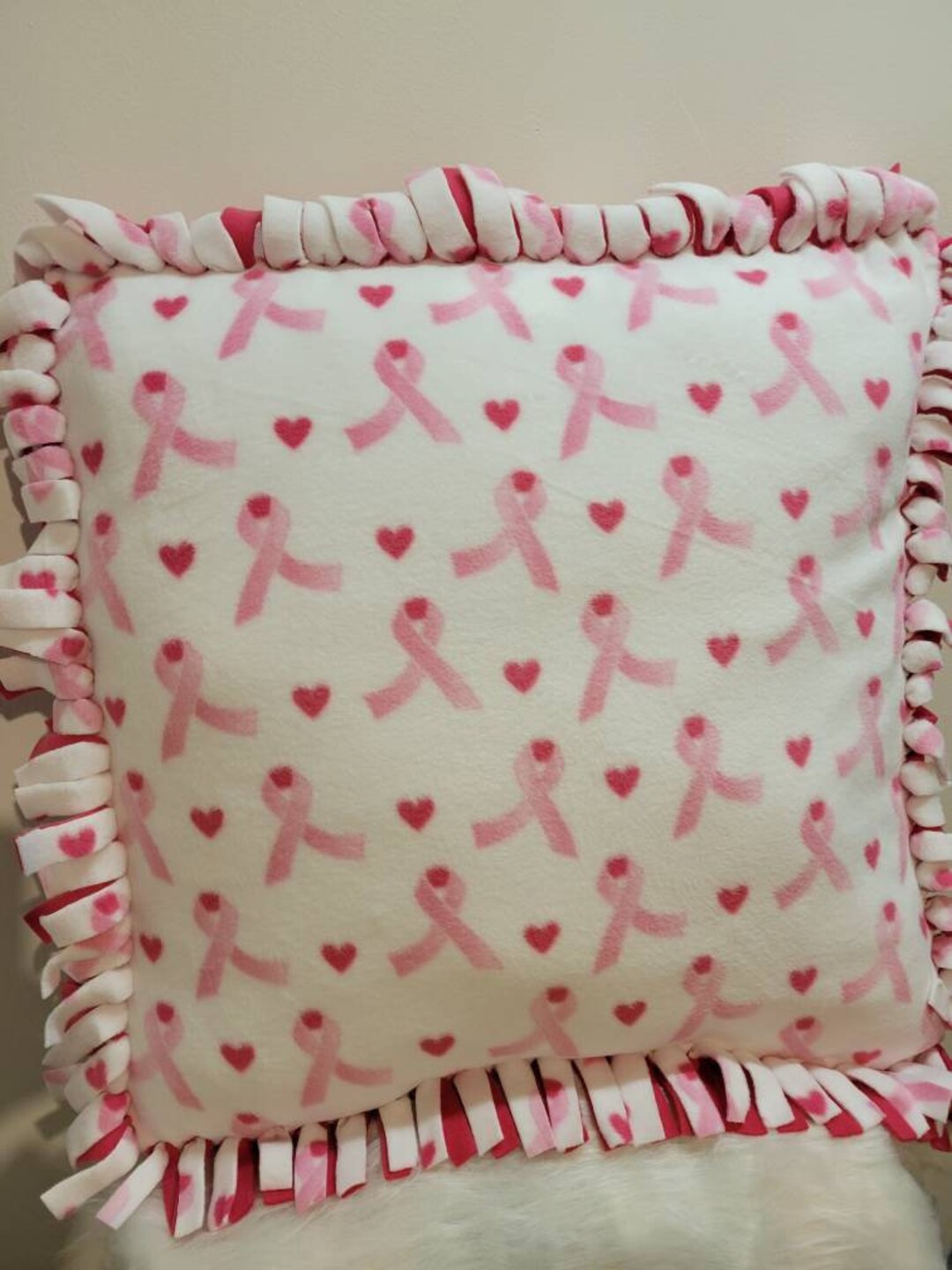 Breast Cancer Fleece Tie Pillow - Etsy