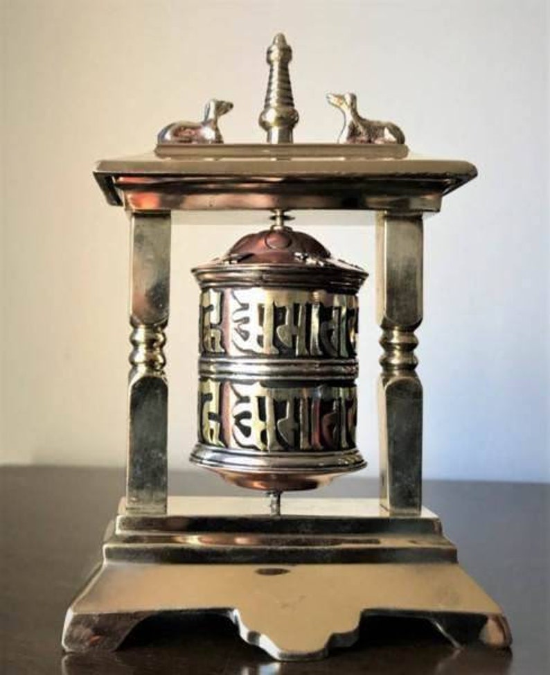Tibetan Prayer Wheel | 8 Auspicious Symbols, Altar Decor, Om Mani Padme ...