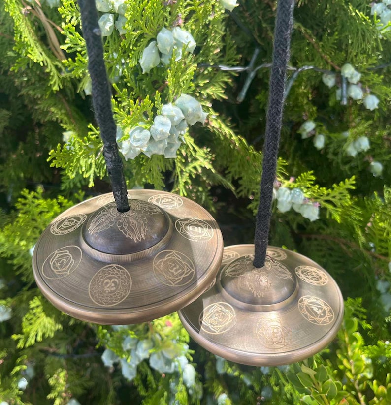 Tingsha Bell 9cm | 7 Chakra Design Tibetan Cymbals | Meditation & Sound ...