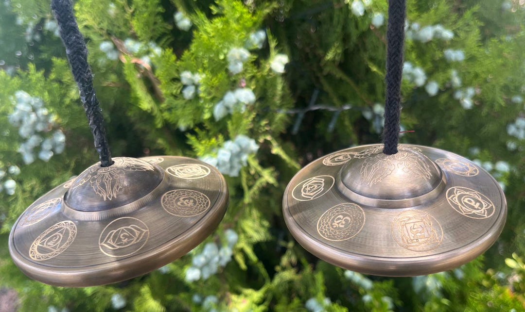 Tingsha Bell 9cm | 7 Chakra Design Tibetan Cymbals | Meditation & Sound ...