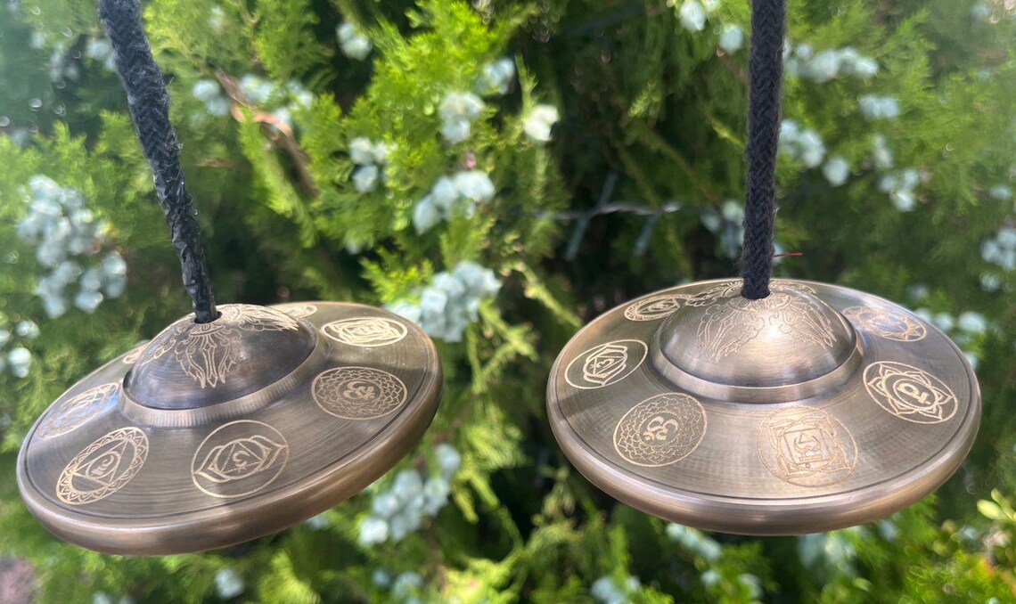 Tingsha Bell 9cm | 7 Chakra Design Tibetan Cymbals | Meditation & Sound ...
