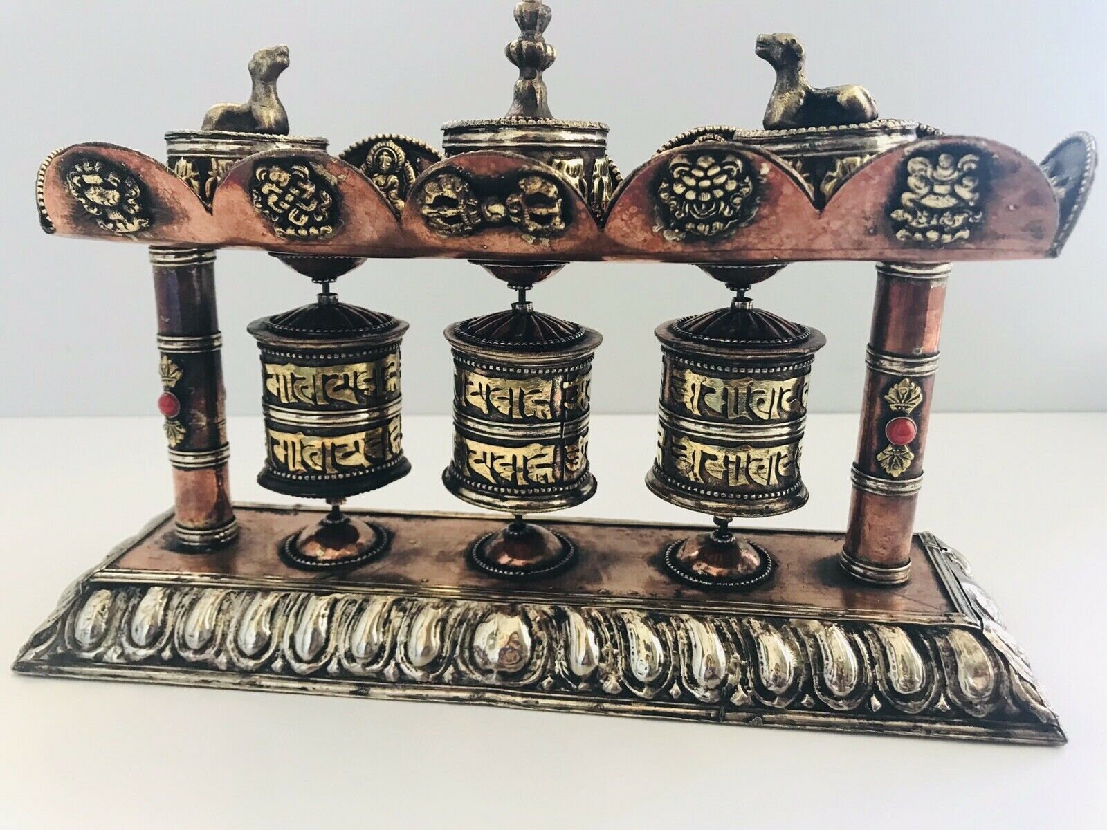 Tibetan Copper Prayer Wheel With Incense Burner | Meditation ...