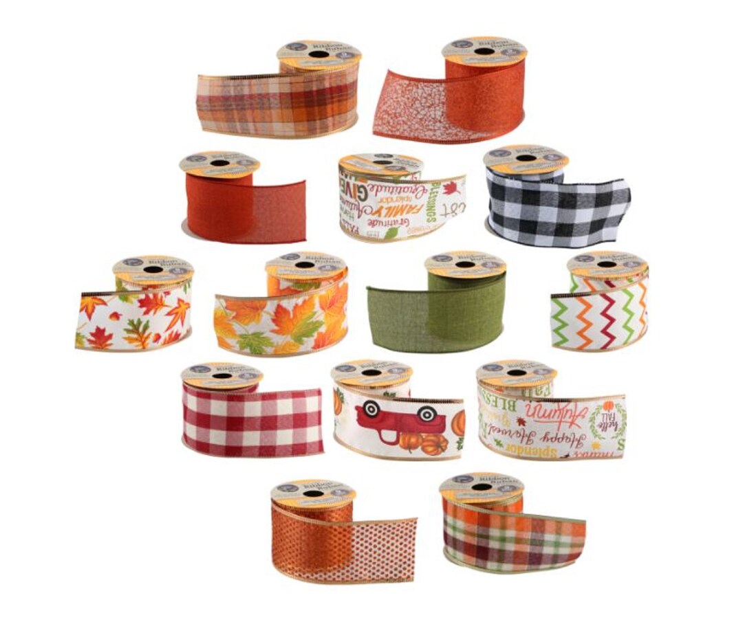 Lot of 14 Mixed Rolls of Wired Edged Ribbon Fall Assortment - Etsy