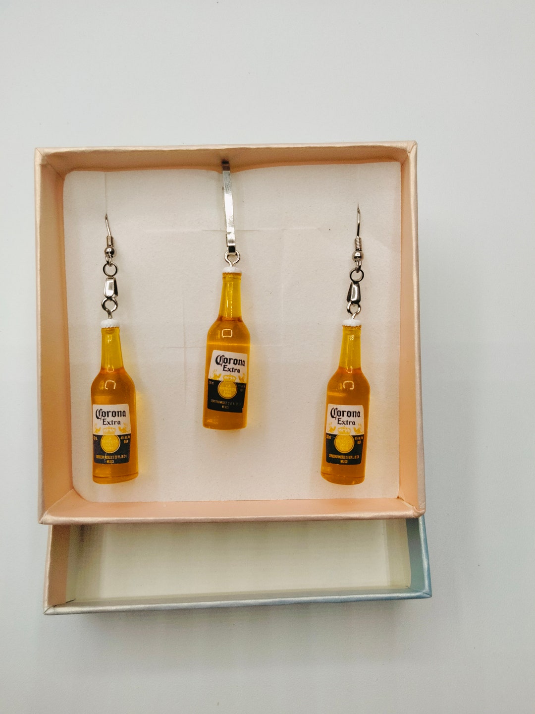 Beer Necklace & Earring Set Mini Beer Bottles Bartender - Etsy