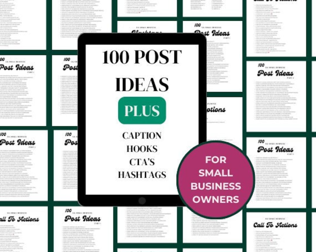 100 Social Media Post Ideas Small Business Owner PLUS Captions, Hooks ...