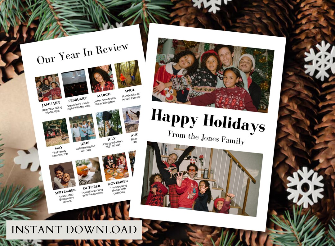 Year in Review Christmas Card Template, What A Year Card Photo Collage ...