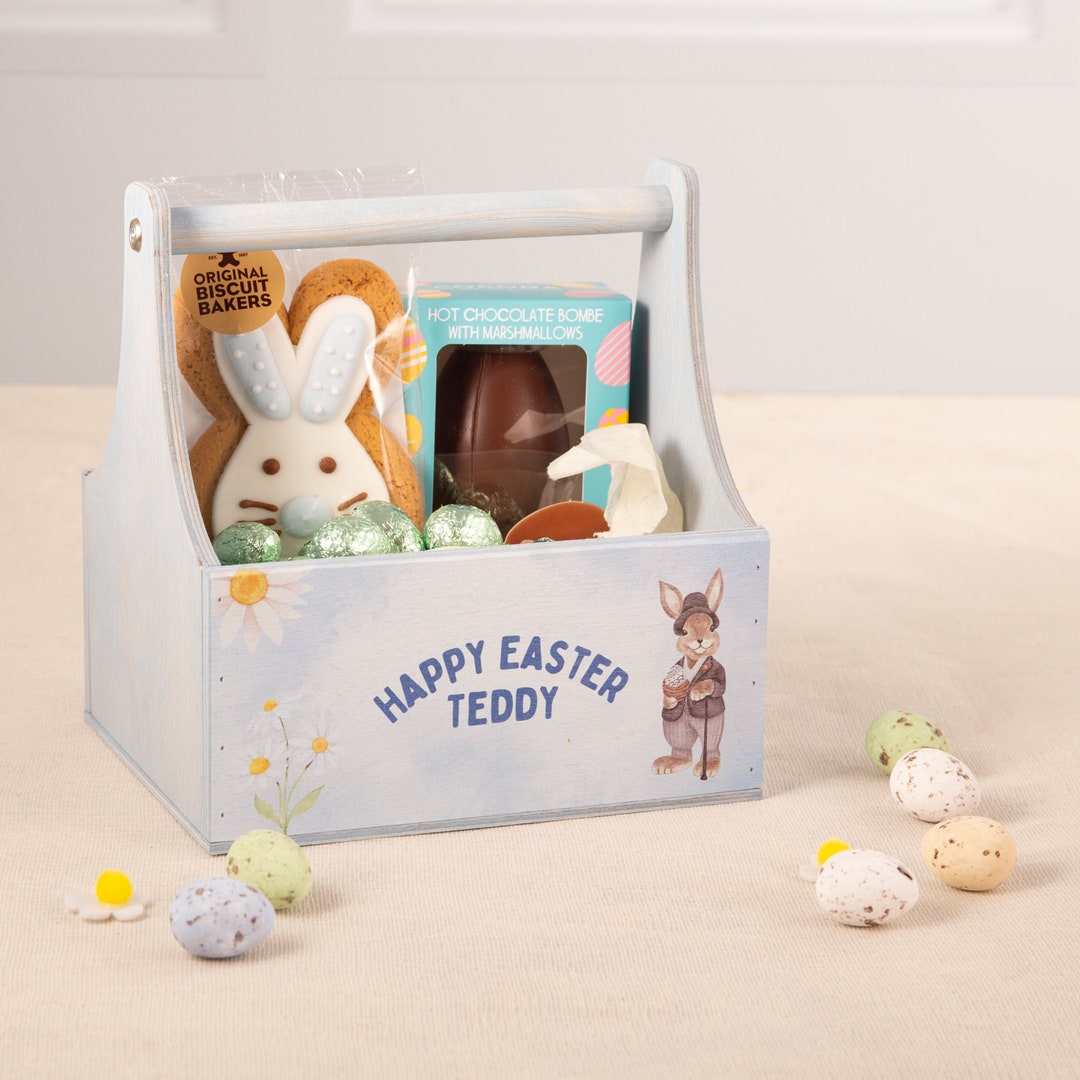 Wooden Personalised Easter Box With Handle, Easter Basket, Pastel Box - Etsy