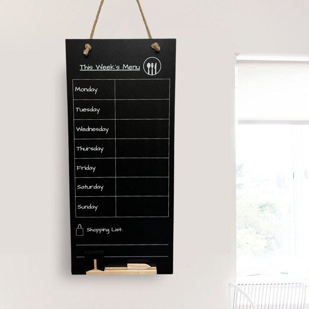 Menu Planner Chalkboard, Kitchen Planner, Hanging Board, Chalkboard - Etsy