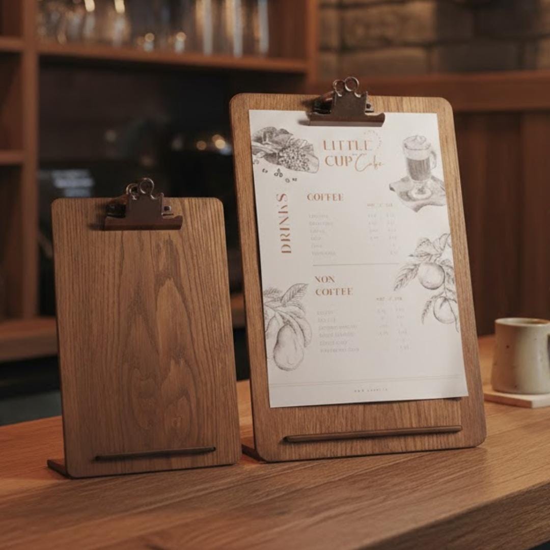 Set of Professional Freestanding Oak Menu Clipboards – Antique Bronze ...