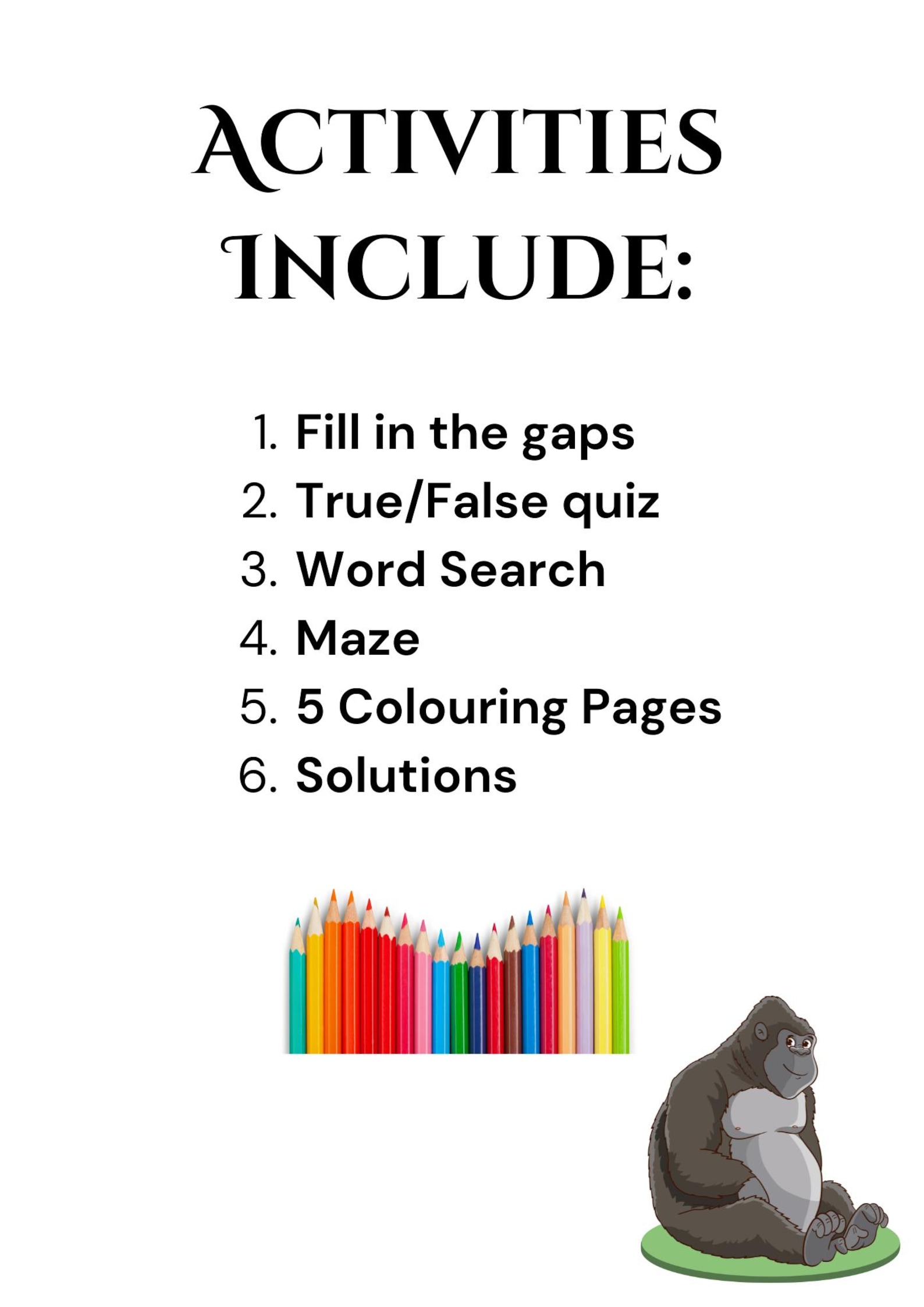 Printable Gorilla Activity Pack | Fun & Educational Animal Worksheets ...