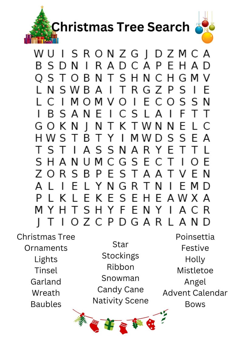 Christmas Word Search - Etsy