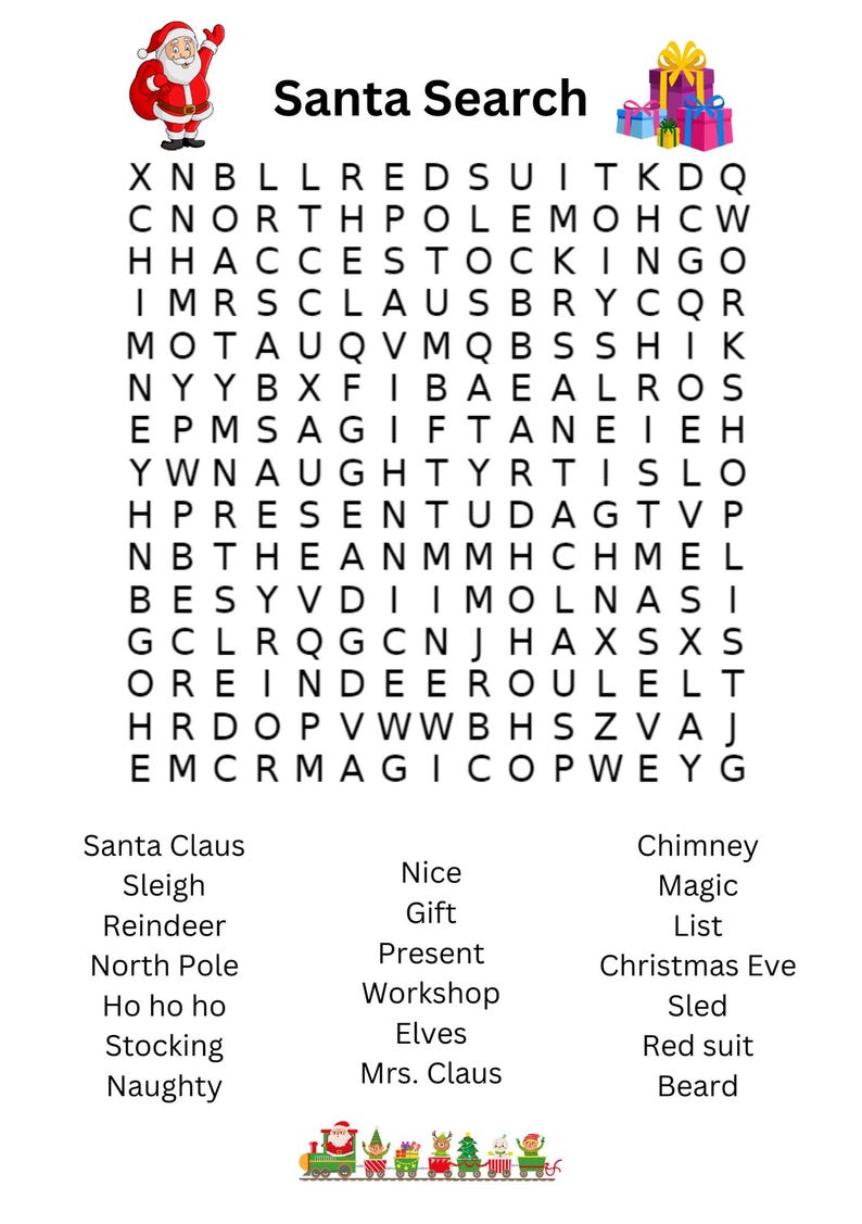 Christmas Word Search - Etsy