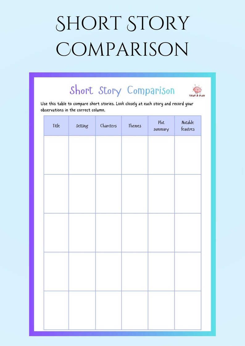 Short Story Comparison | Literary Analysis Table | Compare & Contrast ...