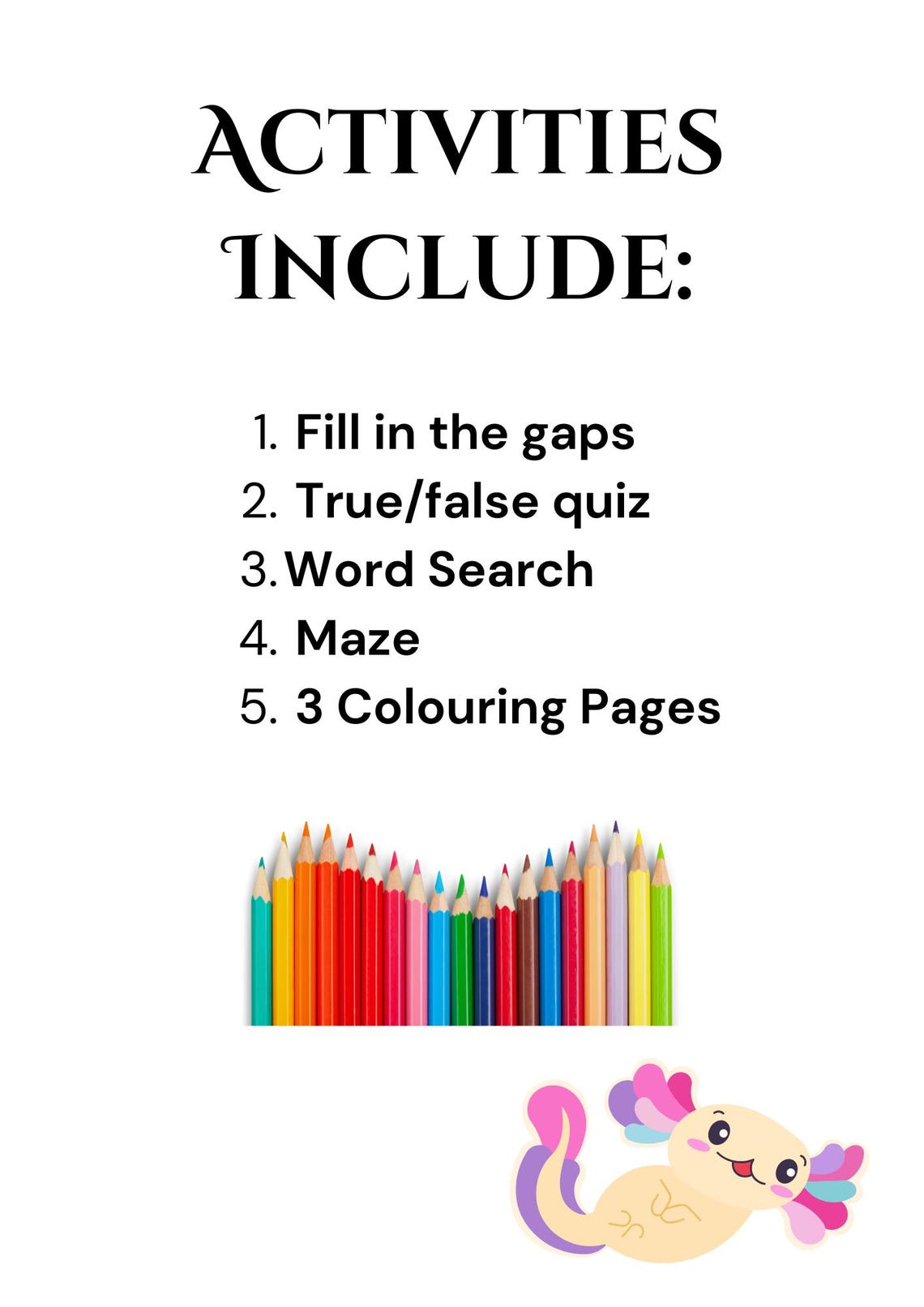 Axolotl Activity Pack - Etsy