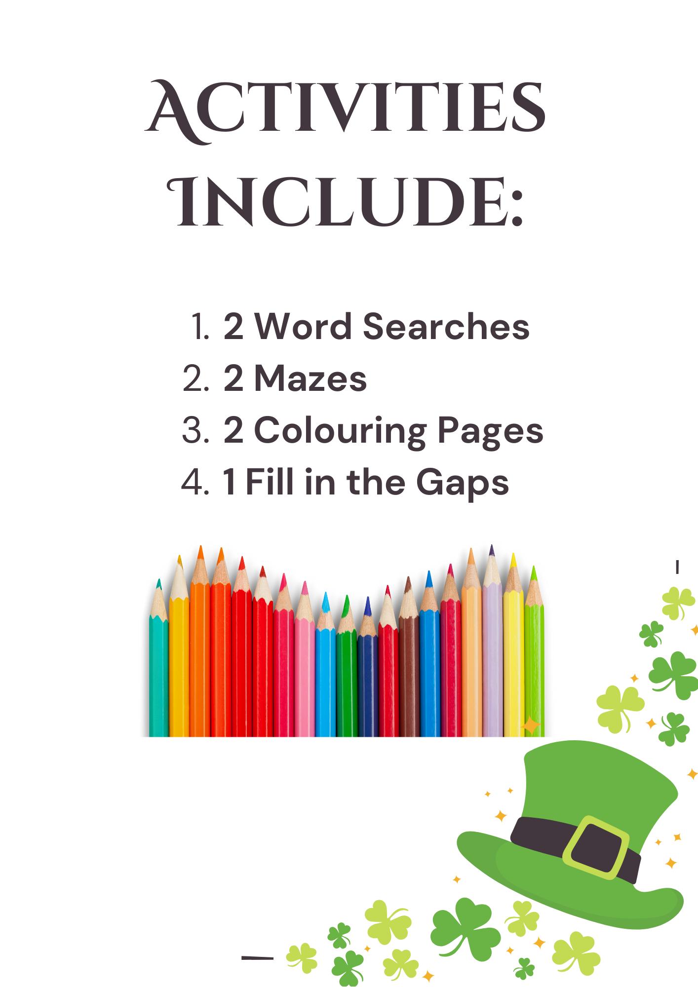 St. Patrick’s Day Activity Pack – Word Searches, Maze, Cloze Activity ...