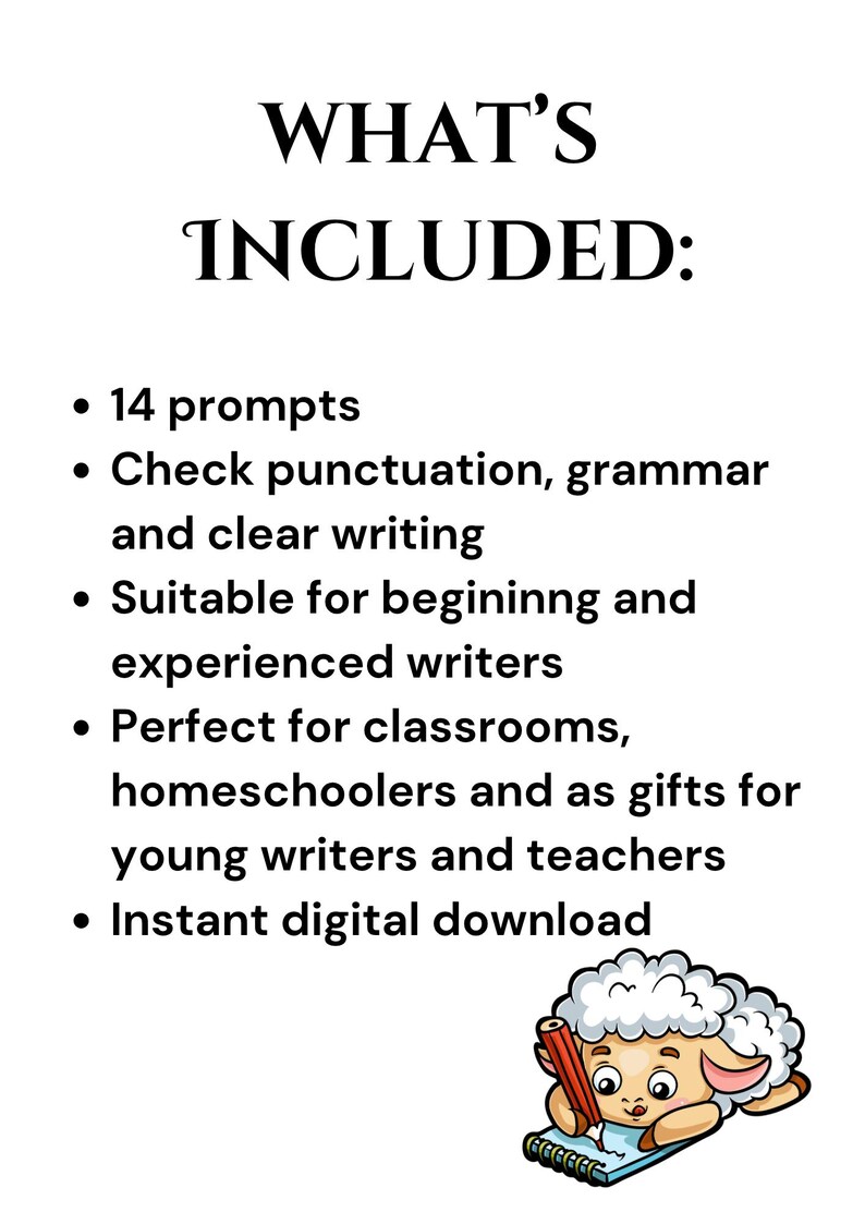 Printable Writing Checklist: Grammar and Punctuation Prompts for Kids ...
