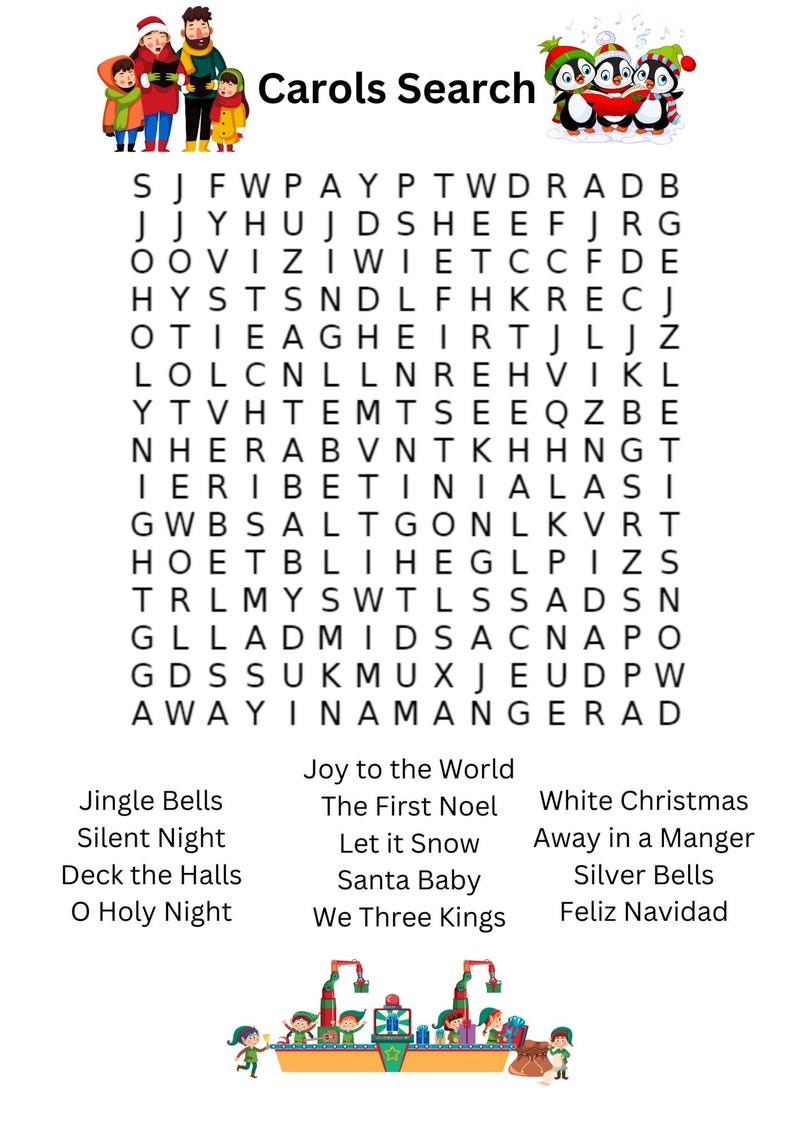 Christmas Word Search - Etsy