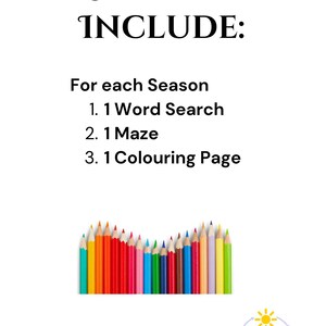 Seasons Activity Pack - Word Searches, Colouring, Mazes - Etsy