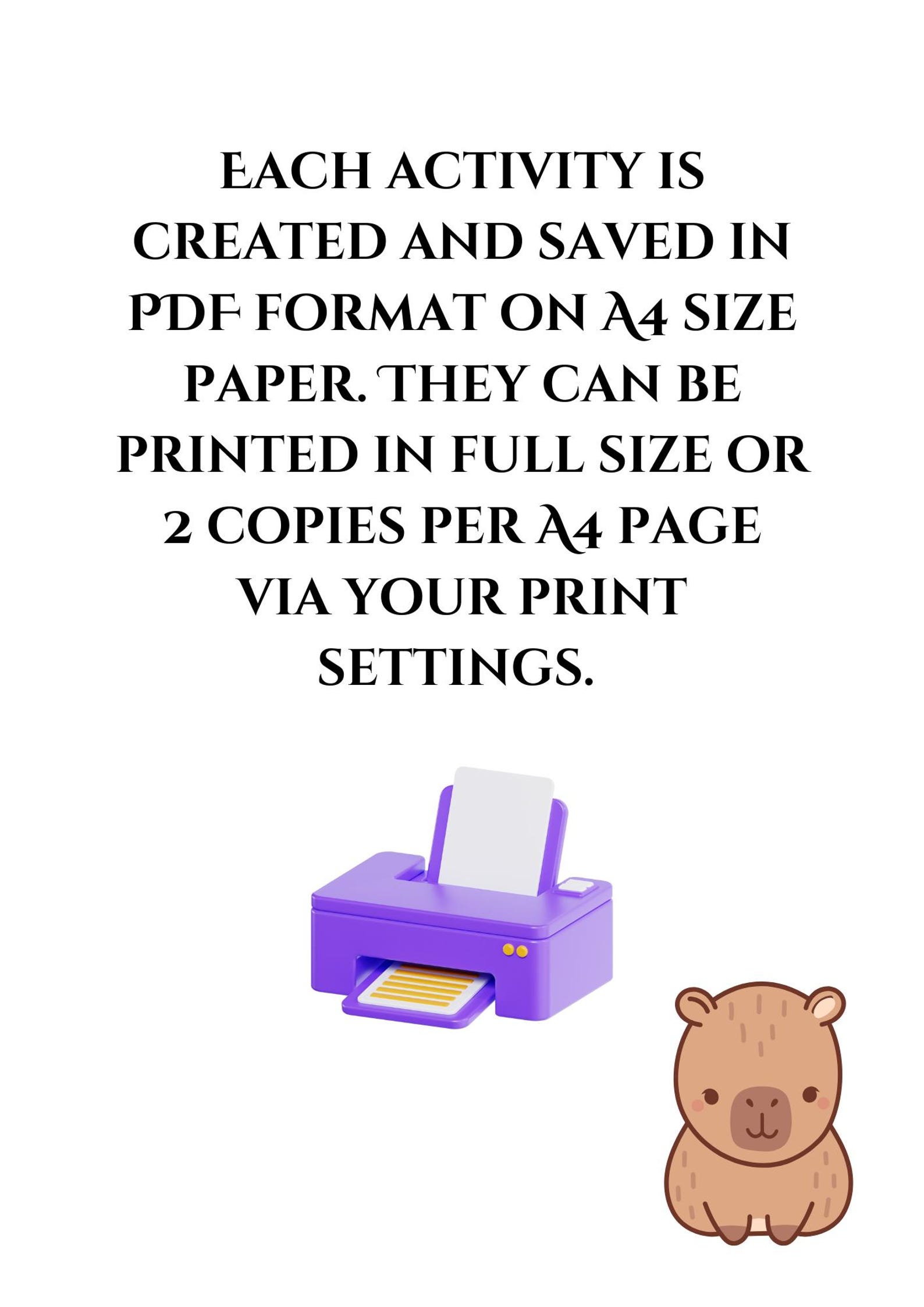 Capybara Activity Pack | Fun Printable Worksheets for Kids - Etsy