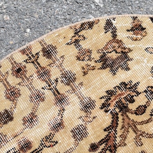 Turkish Small Rug, 2.7 X 2.7 Ft Oriental Rug, Circle Rug, Vintage Rug ...