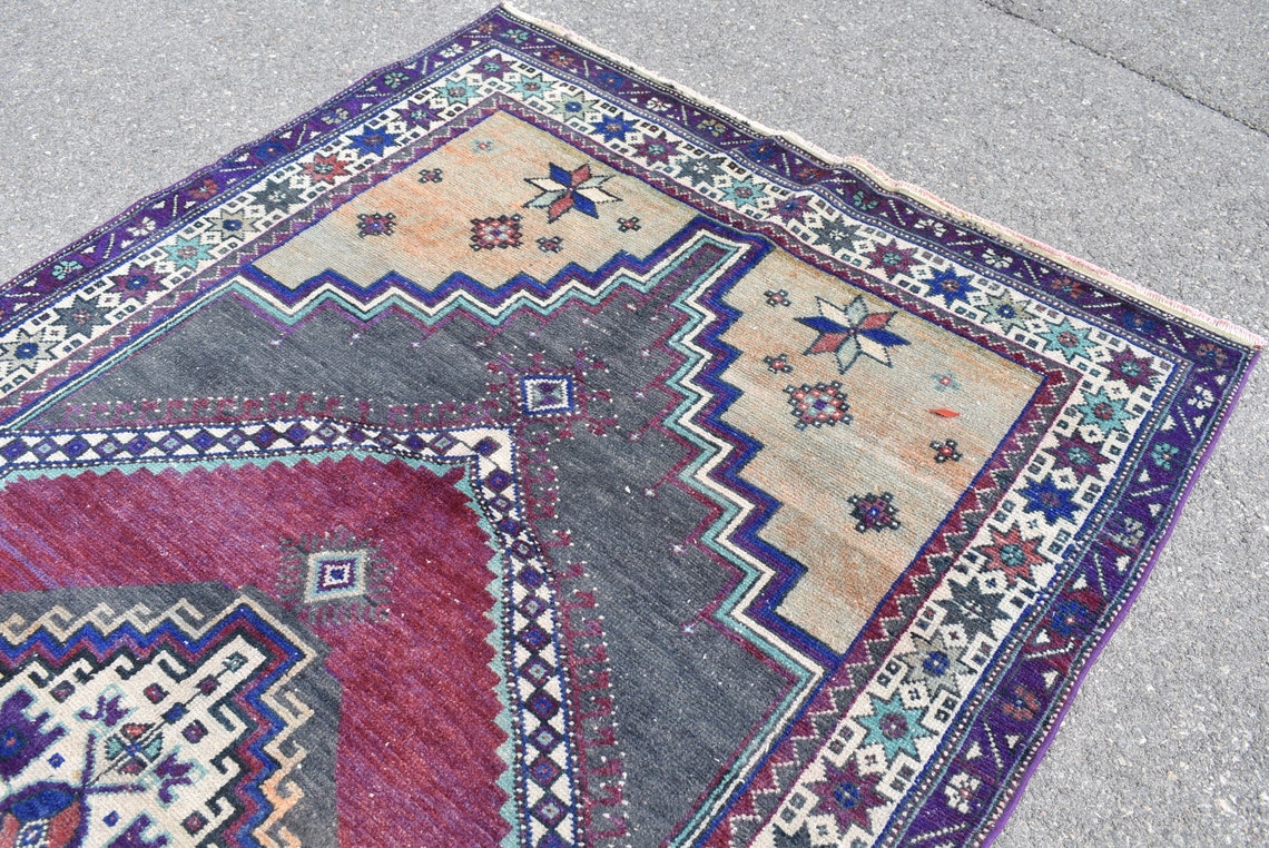 Purple Large Rug Handmade Rug Livingroom Rug 4.6 X 8.9 Ft - Etsy