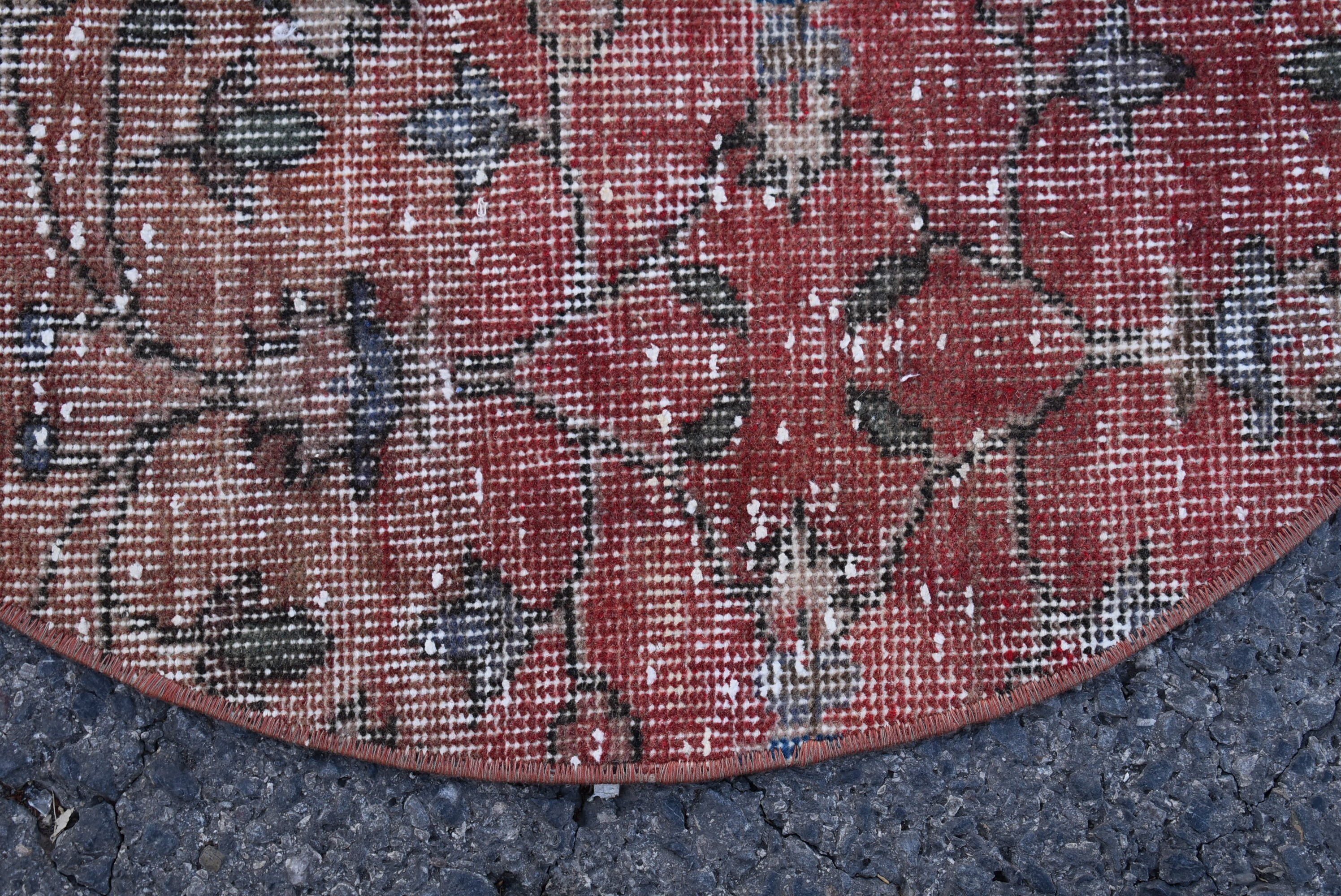 Turkish Rug Vintage Rug Red Circle Rug 2.7 X 2.7 Ft - Etsy UK