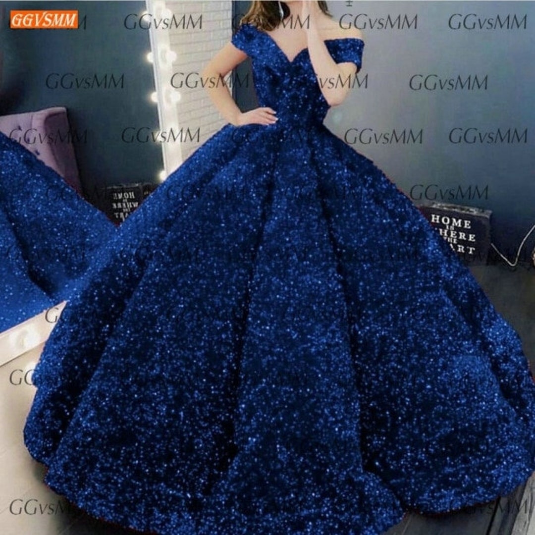 Sequined Ball Gown Prom Dress Real Photos Lace up Formal Party Dresses ...