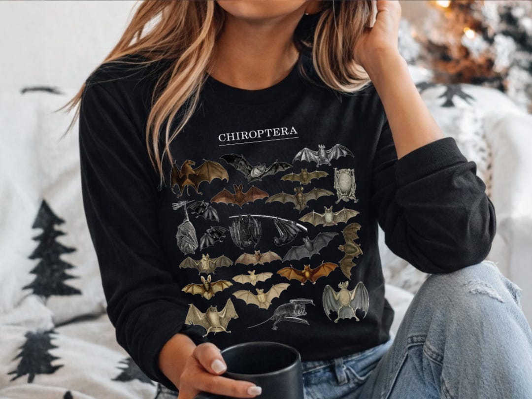 Bat Long Sleeve Shirt • Chiroptera Species Chart, Vintage Natural ...