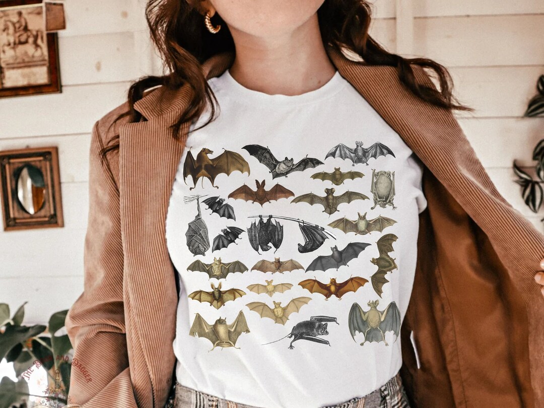 Vintage Witchy Bats Shirt Dark Cottagecore Occult Nocturnal Wildlife ...