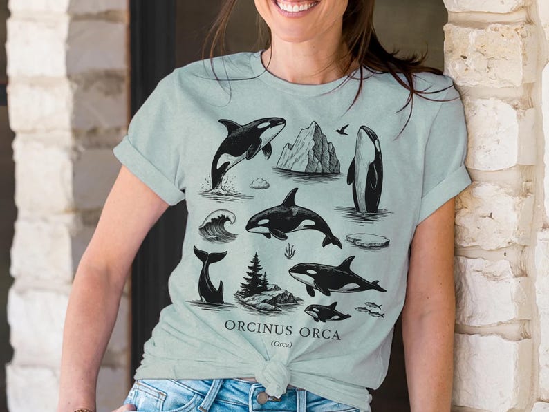 Orca Shirt • Killer Whale Field Guide Illustration • Multiple Orcas ...