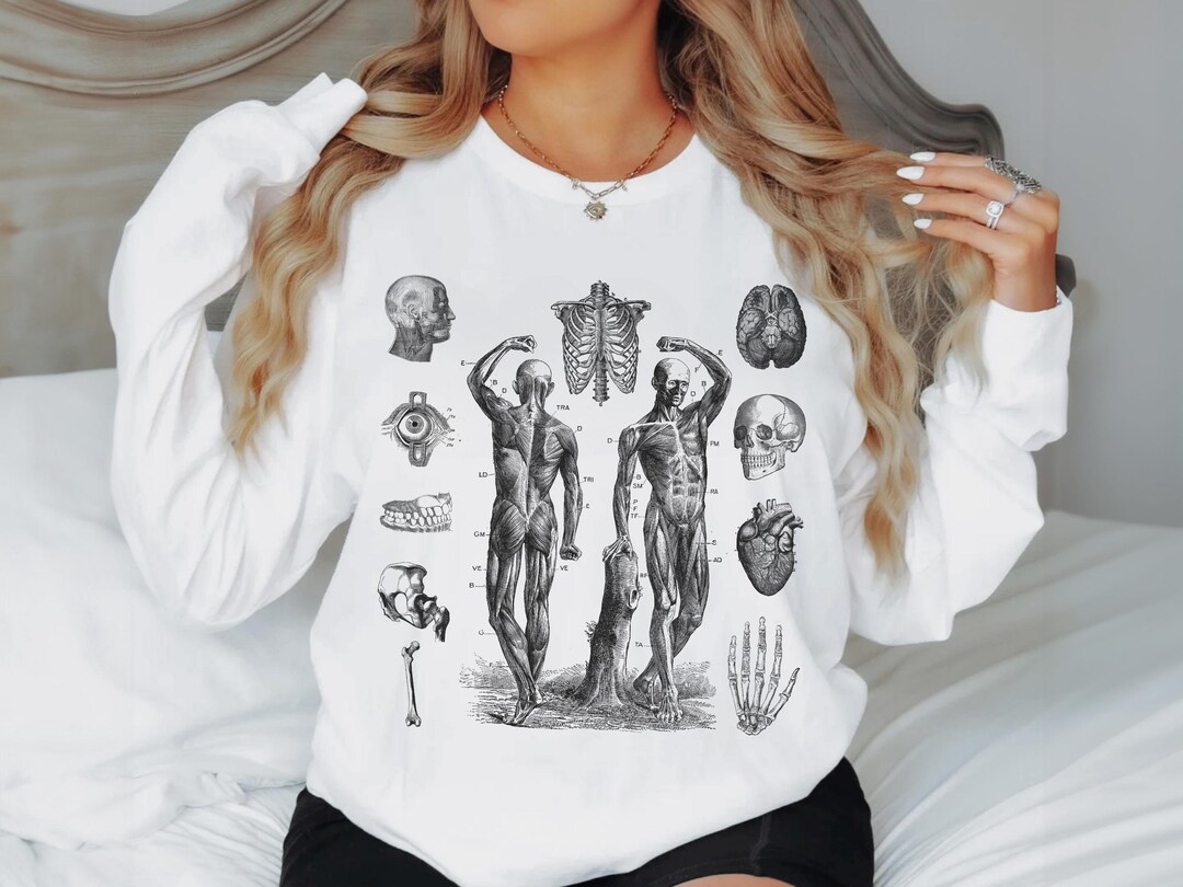 Vintage Inspired Human Anatomy Long Sleeve Shirt Antique Skeleton ...