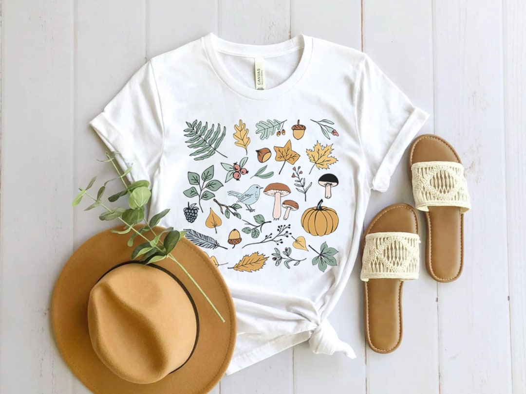 Mushroom Foraging Shirt Oak Leaf Acorn Tshirt Autumn Cottagecore ...