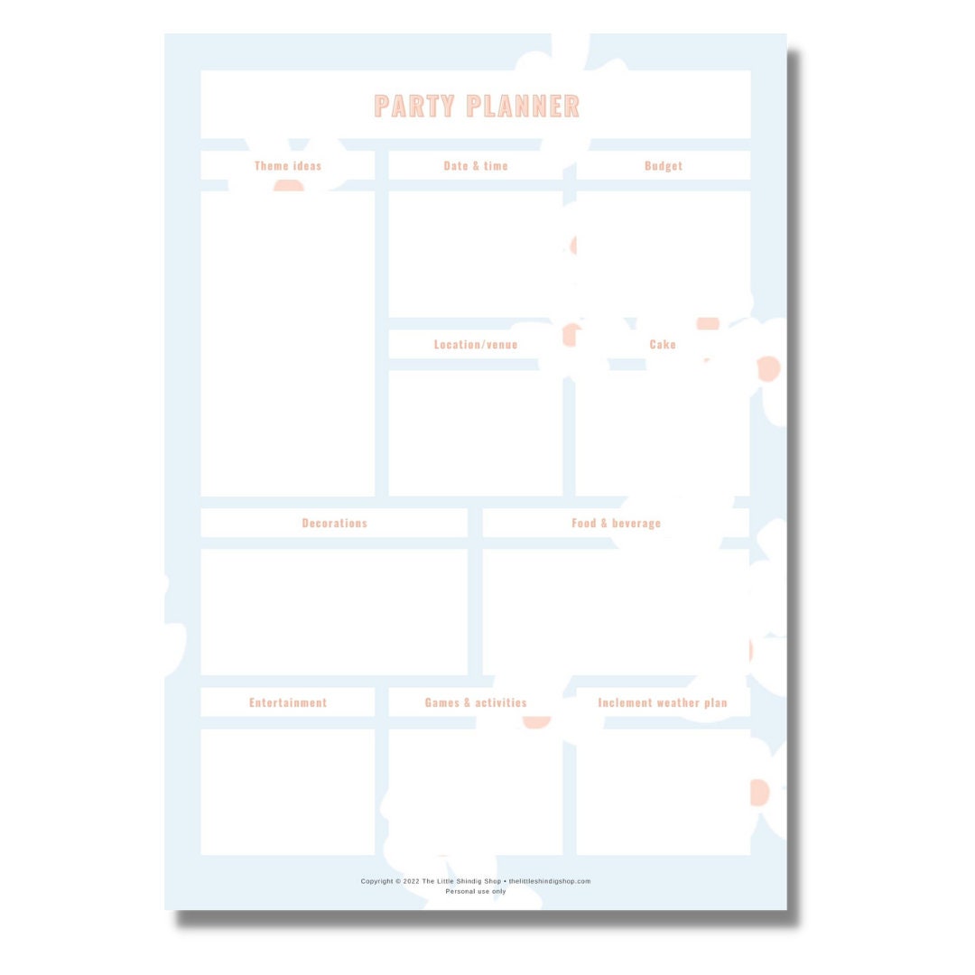 Printable Kid's Party Planner DIGITAL FILE ONLY Party - Etsy