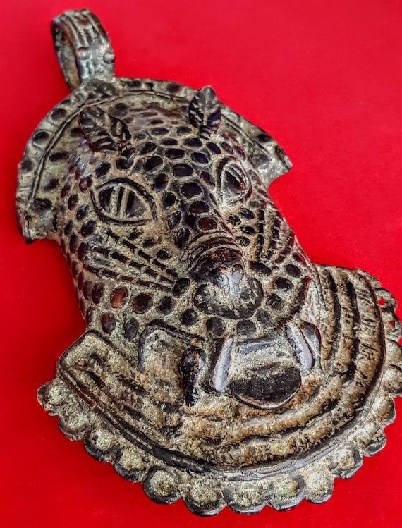 West African Benin Bronze Leopard Mask | Etsy