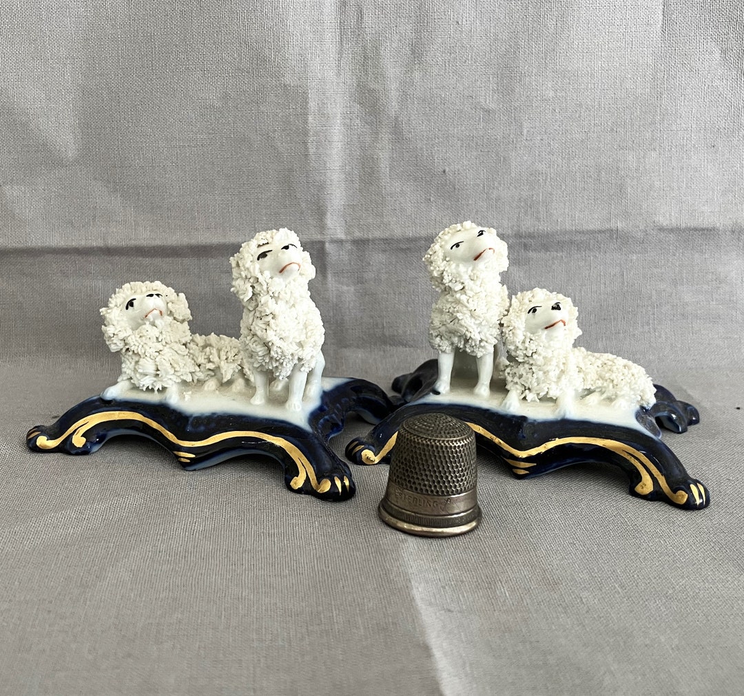 Miniature Staffordshire Poodles on Blue Bases - Etsy