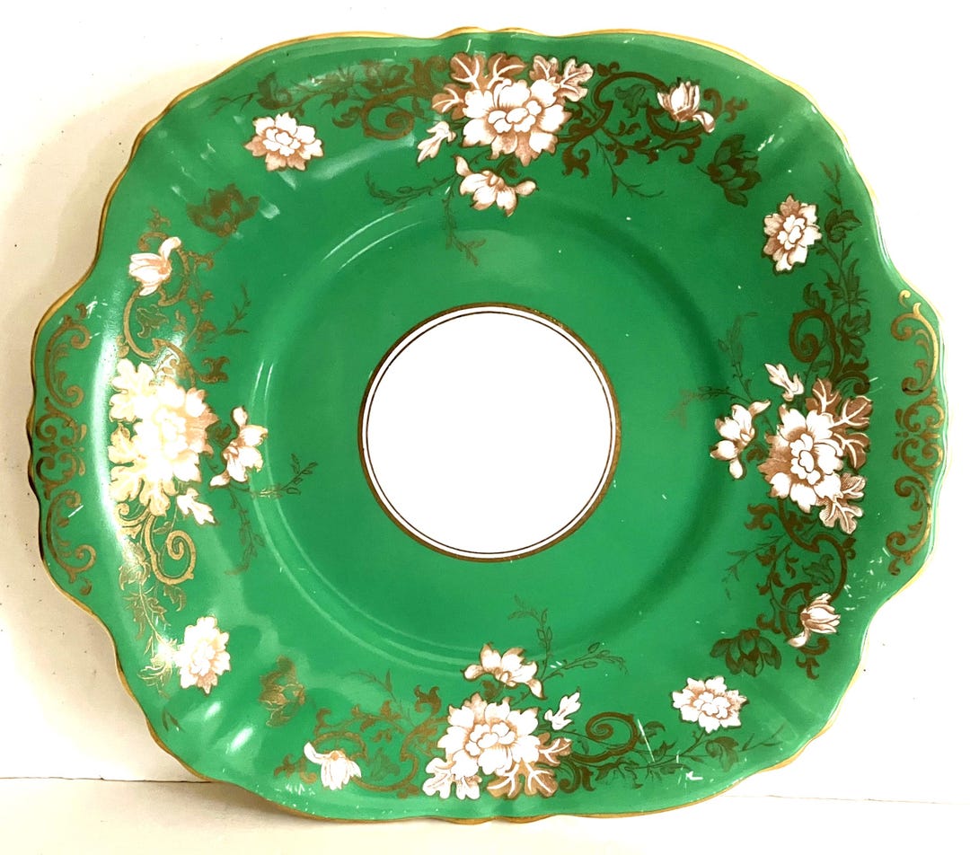 Vintage Emerald Green Cake Plate - Etsy