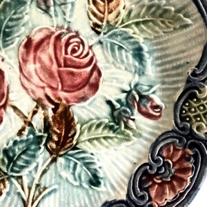 Antique Victorian Majolica Rose Plate - Etsy