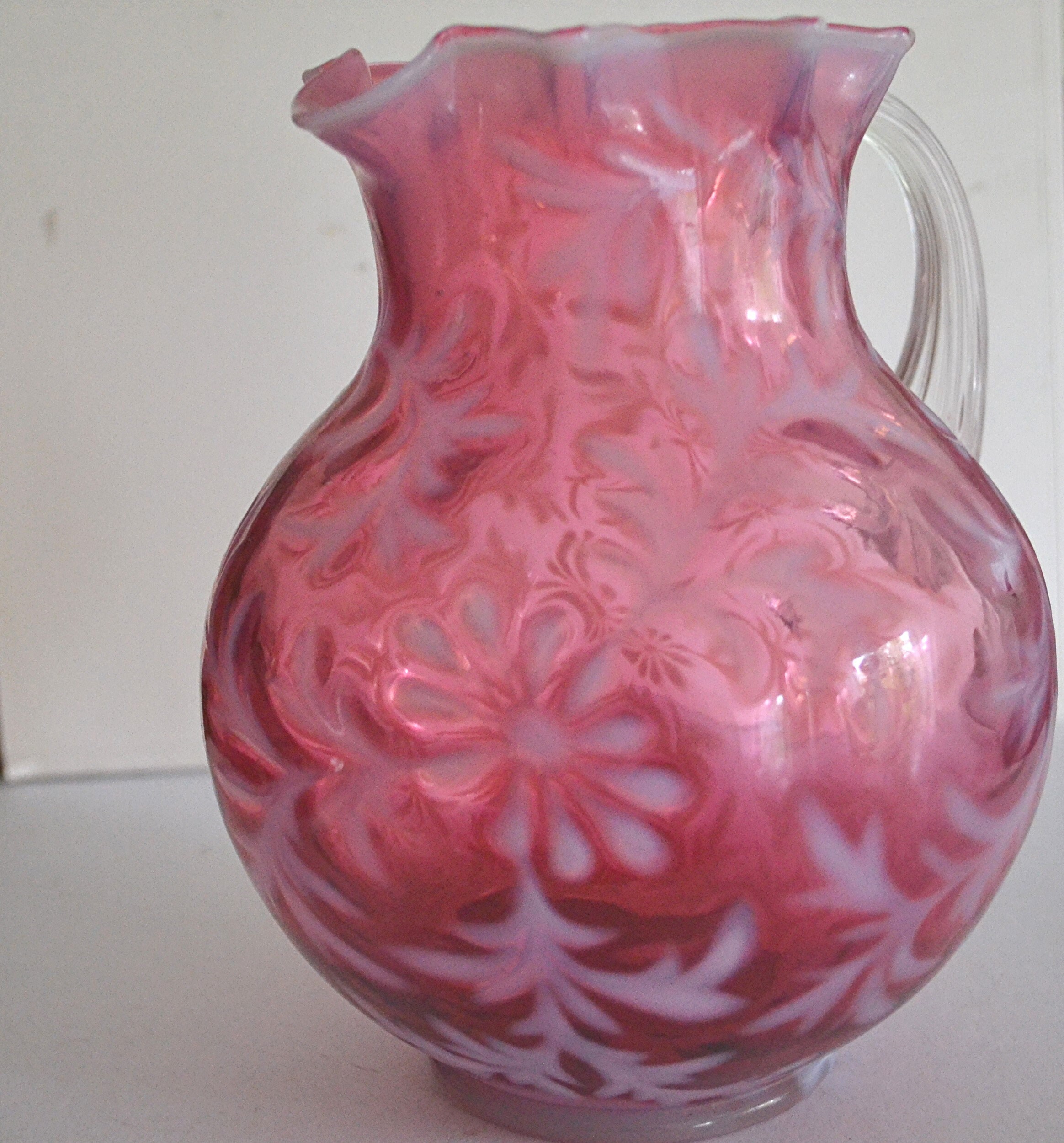 Fenton Cranberry Pitcher With Daisy and Fern Motif - Etsy