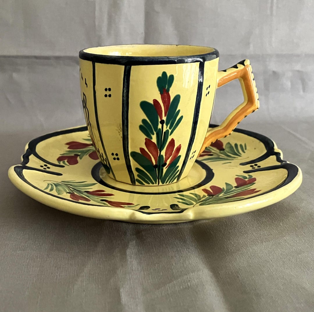 HB Henriot Quimper Cup Saucer in Yellow - Etsy