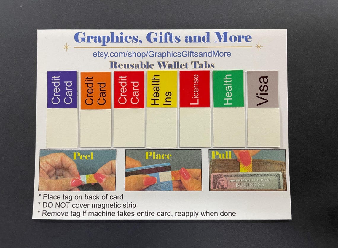 Reusable Wallet Tabs, Credit Card Pull Tabs, Card Grabber for Long ...